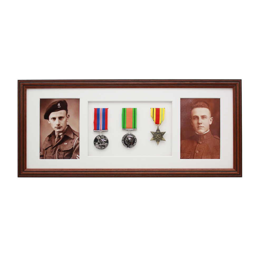 Military Medal display Frame for three Medals and two photos ...