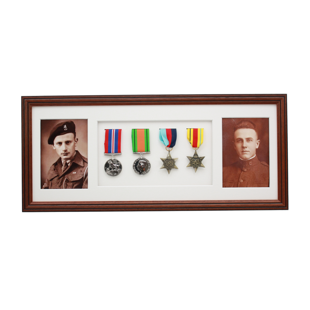 Military Medal display Frame for four Medals and two photos ...