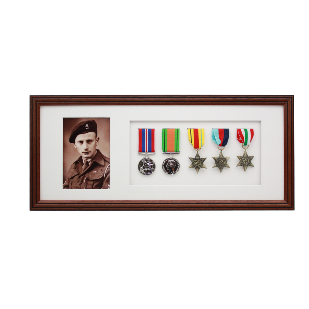 Military Medal display Frame for five Medals and one photo ...